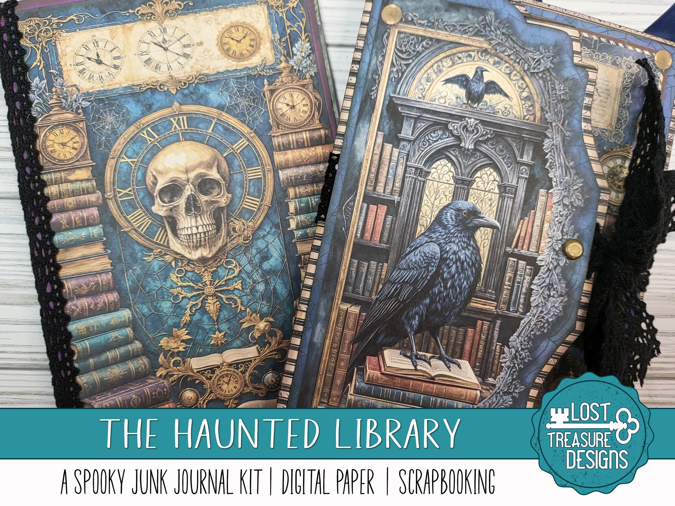 THE HAUNTED LIBRARY: A Spooky Junk Journal Kit, Embellishments, Digital ...