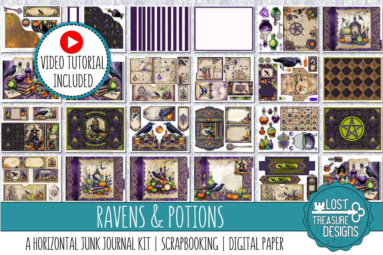 RAVENS & POTIONS: A Horizontal Folio and Junk Journal Kit ...
