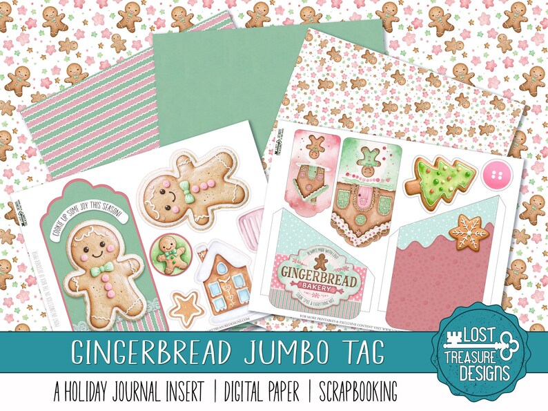 Gingerbread Jumbo Tag: A Sweet Holiday Project. Embellishments, Digital ...