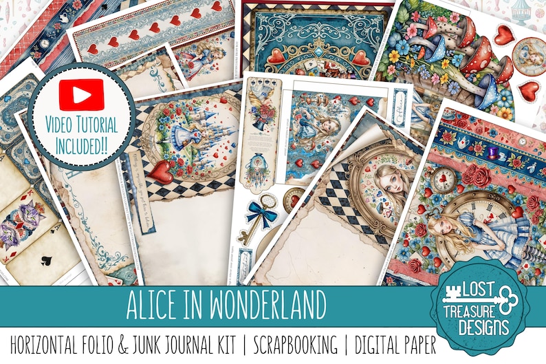 ALICE IN WONDERLAND: A Horizontal Folio & Junk Journal Kit ...