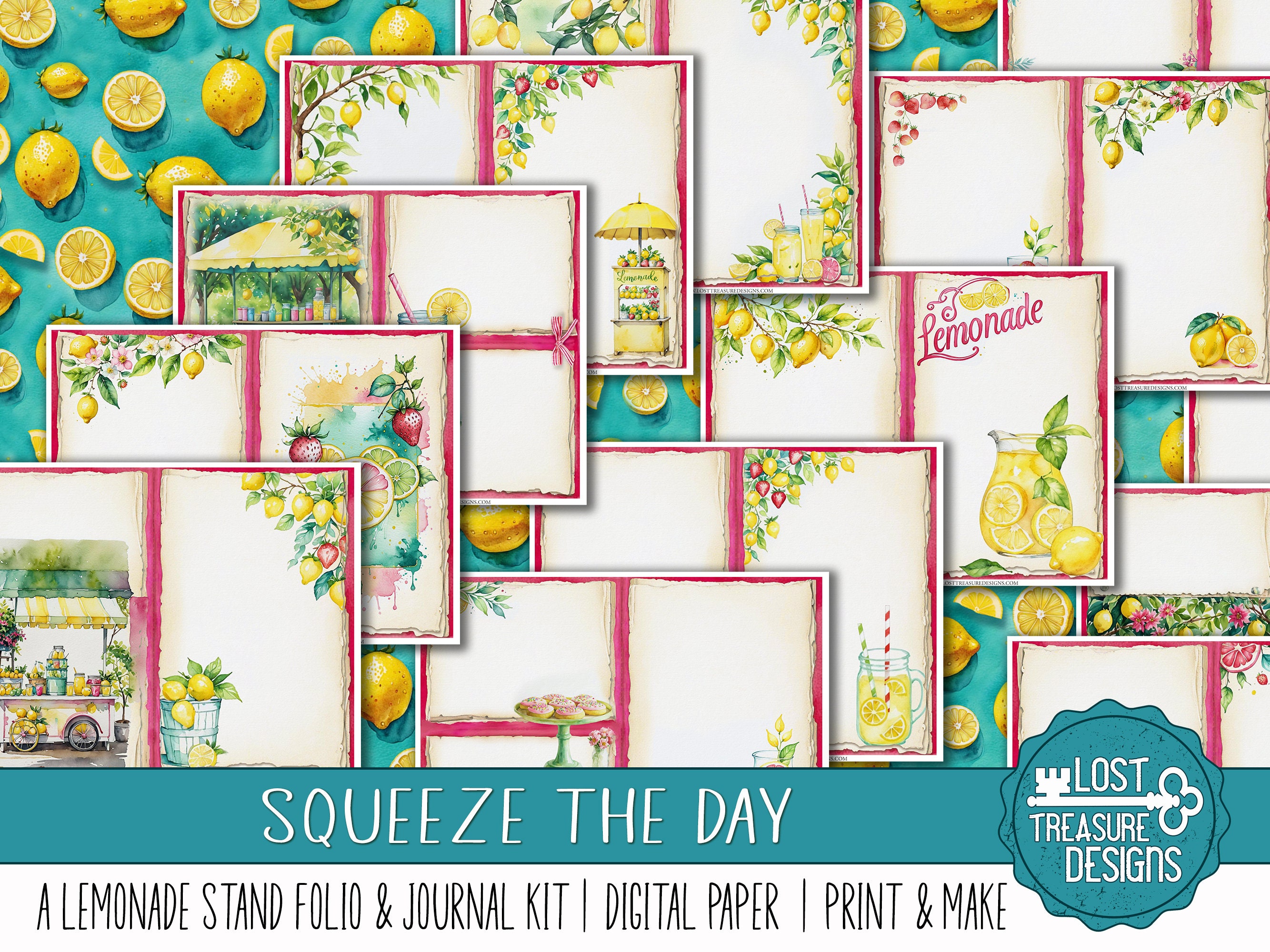SQUEEZE THE DAY a Lemonade Stand Folio & Journal Kit, Papercraft ...