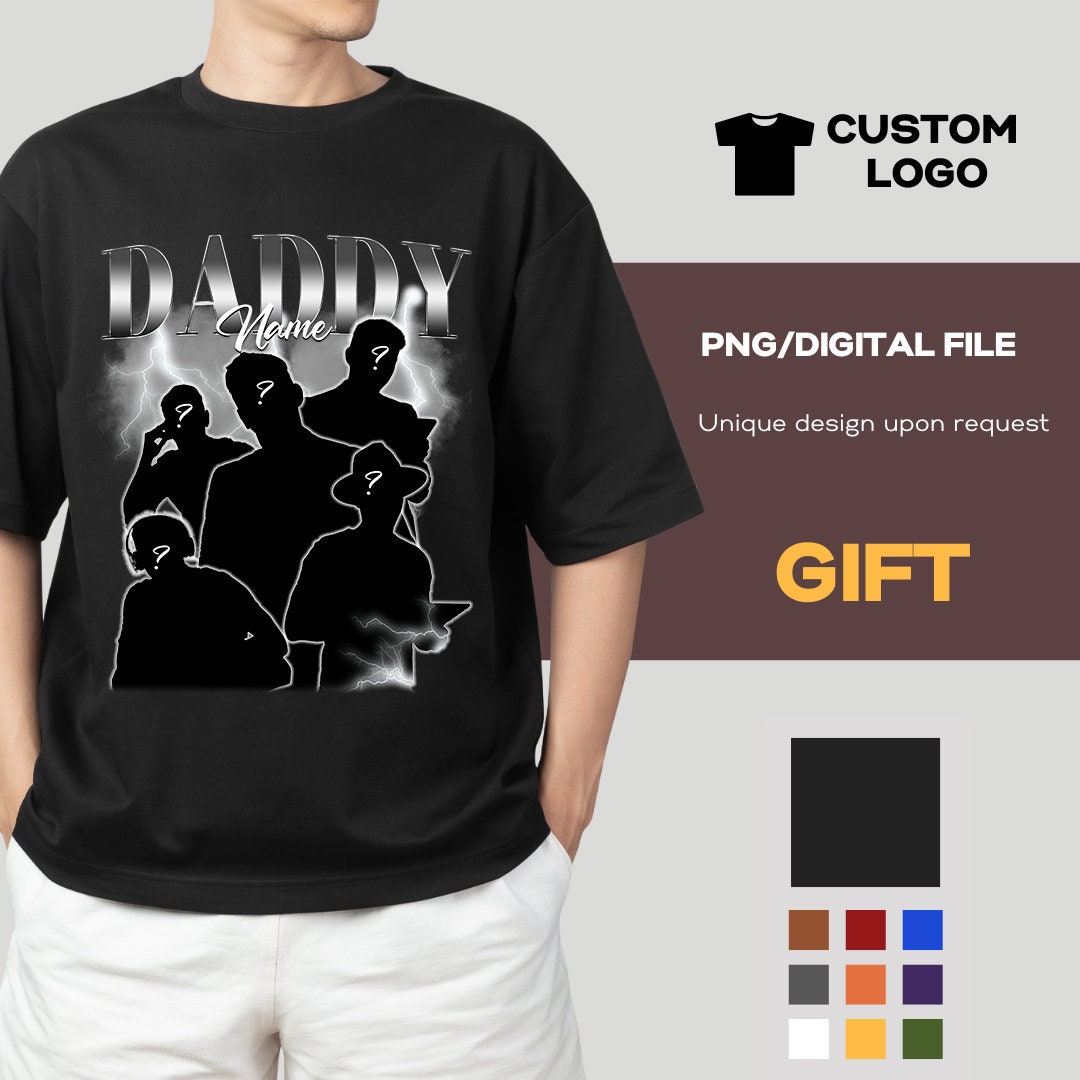 Custom Daddy Bootleg Rap Tee Png, Personalized Dad Photo Bootleg PNG ...