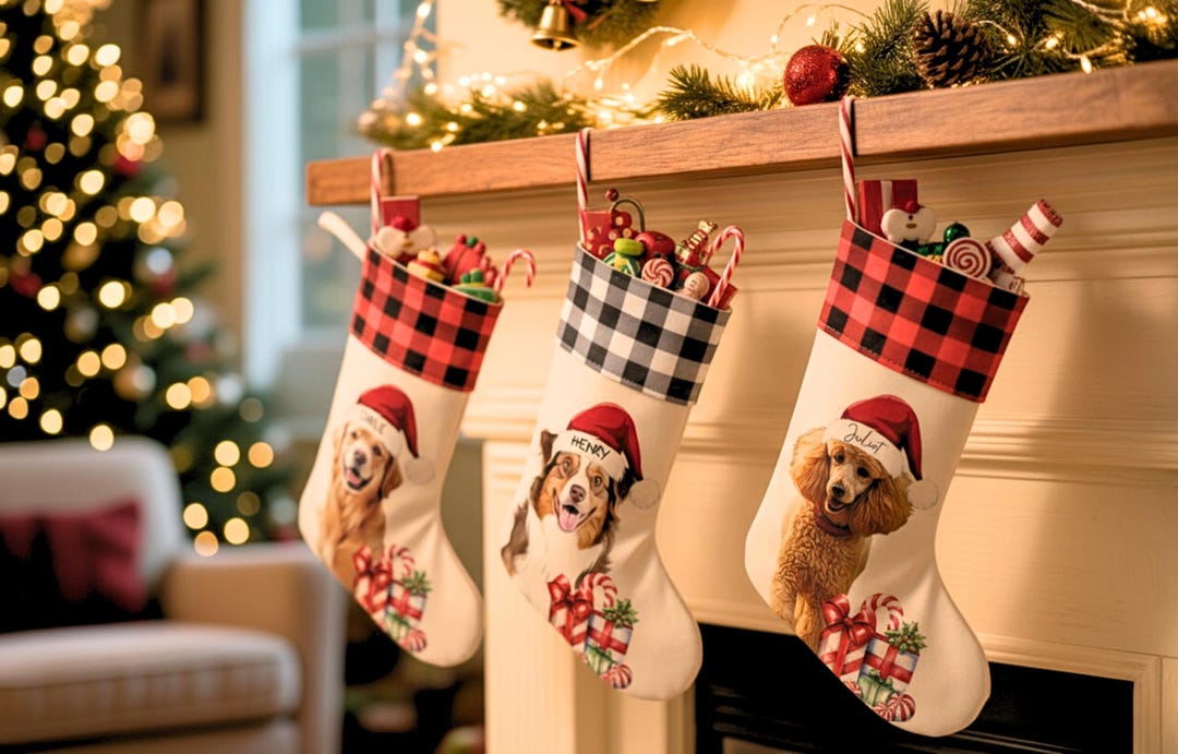 Custom Dog Stocking Using Pet's Photo - Personalized Dog Stockings Dog ...