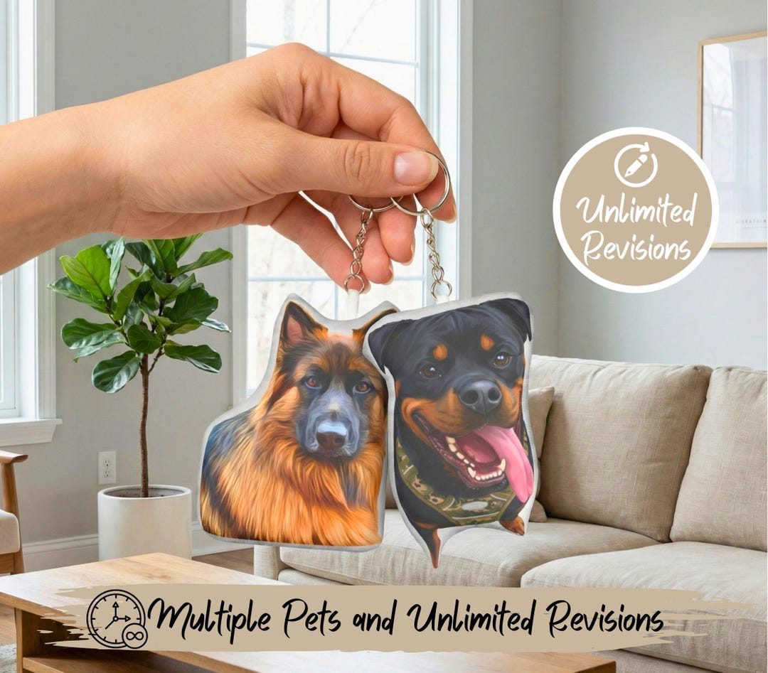 Personalized Pet Photo Mini Plush Keychain, Custom Dog Photo Doll ...