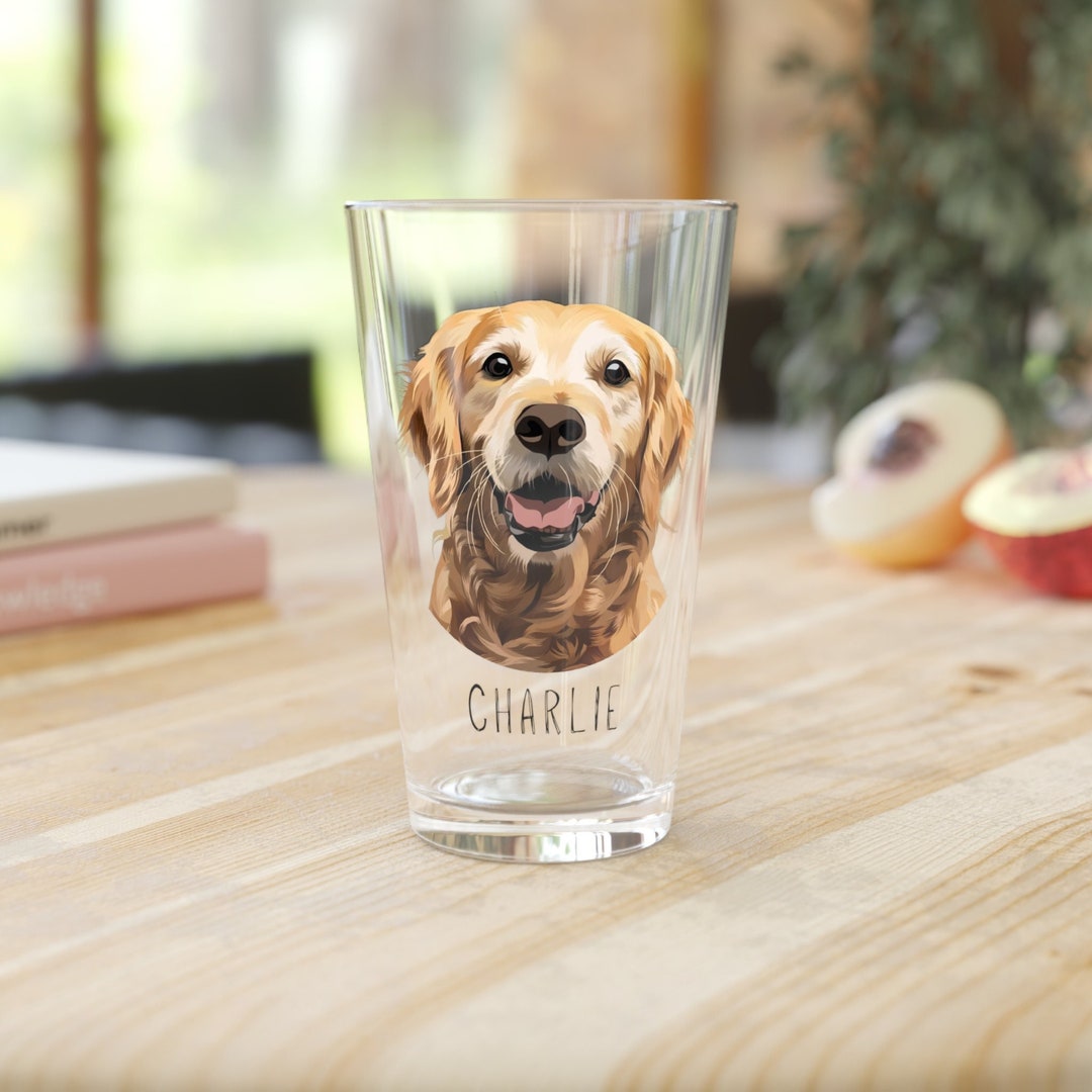 Custom Dog Photo Pint Glass: Cat Portrait Beer Glass, Dog Mom Memorial ...