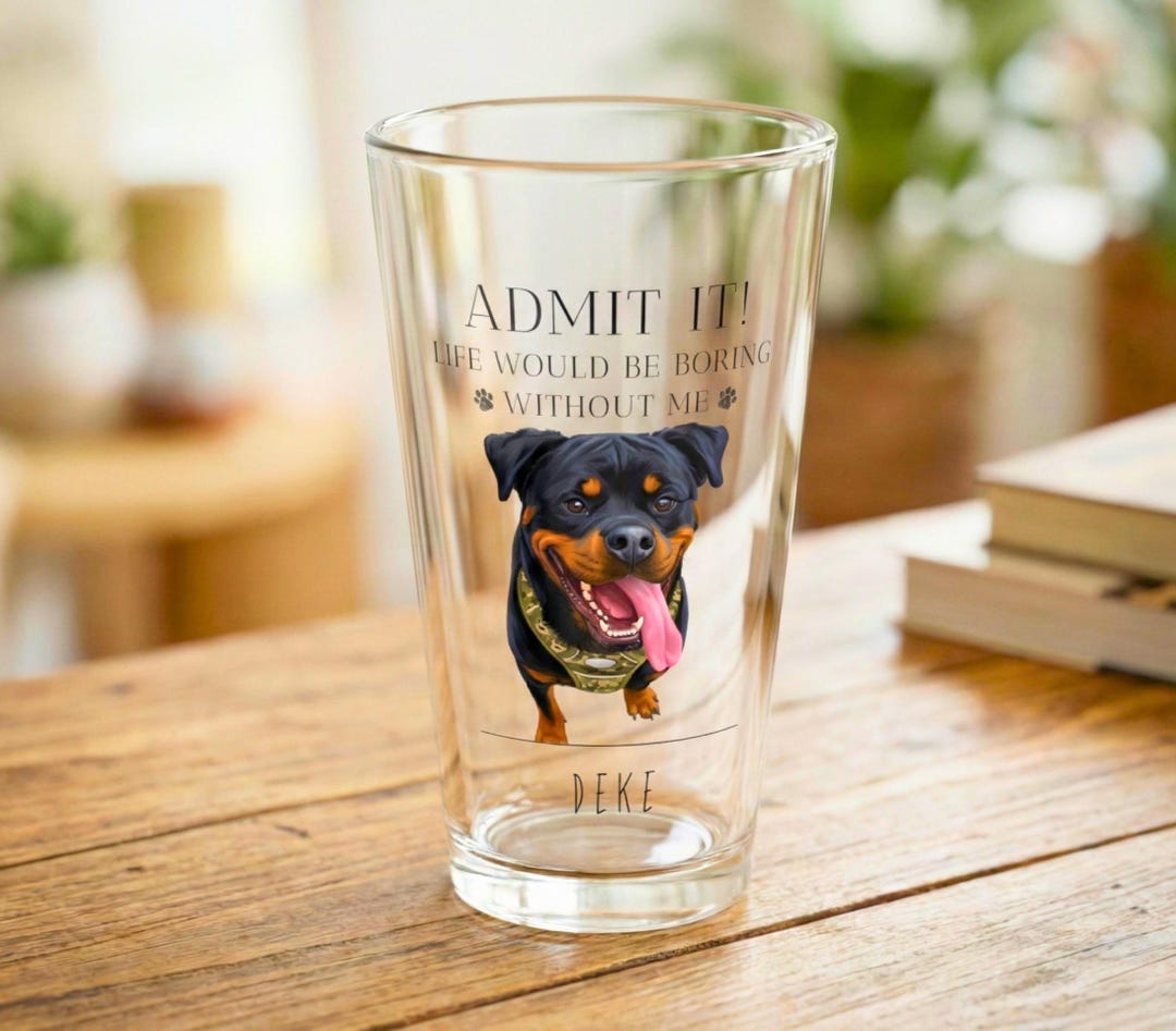 Custom Dog Photo Pint Glass: Personalized Pet Portrait Beer Glass, Dog ...
