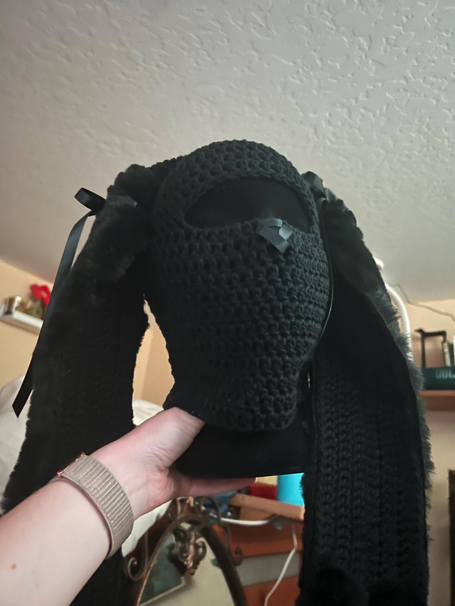 Black Fur Bunny Ski Mask Crochet - Etsy