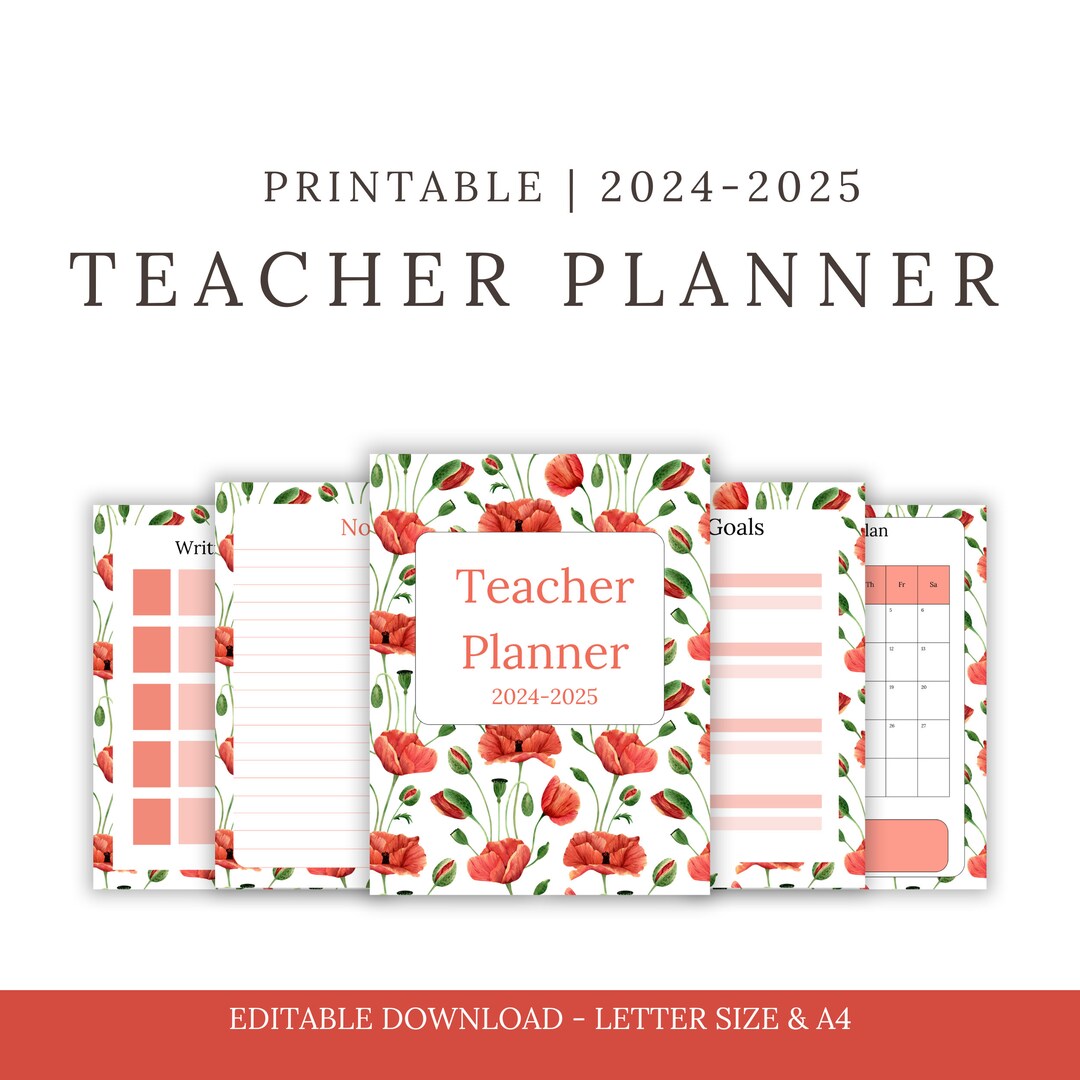 Teacher Planner Printable | Lesson Planner| 2024-2025 School Calendar ...