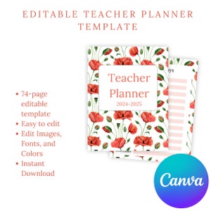 Teacher Planner Printable | Lesson Planner| 2024-2025 School Calendar ...