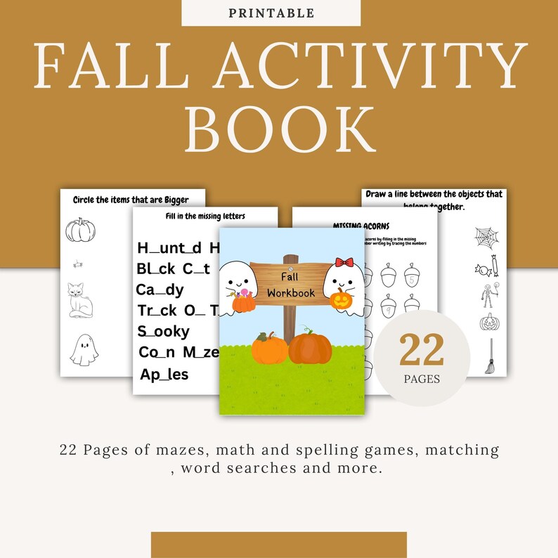 Fall Printable Activity Bundle Including Coloring Pages, Word Search ...
