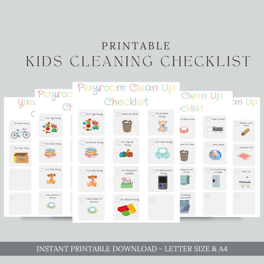 Kids Clean up Checklist Collection With Pictures, Kids Chore Chart ...