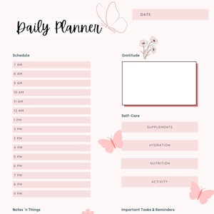 Pink Daily Schedule Planner: Printable PDF & PNG (digital Download) - Etsy