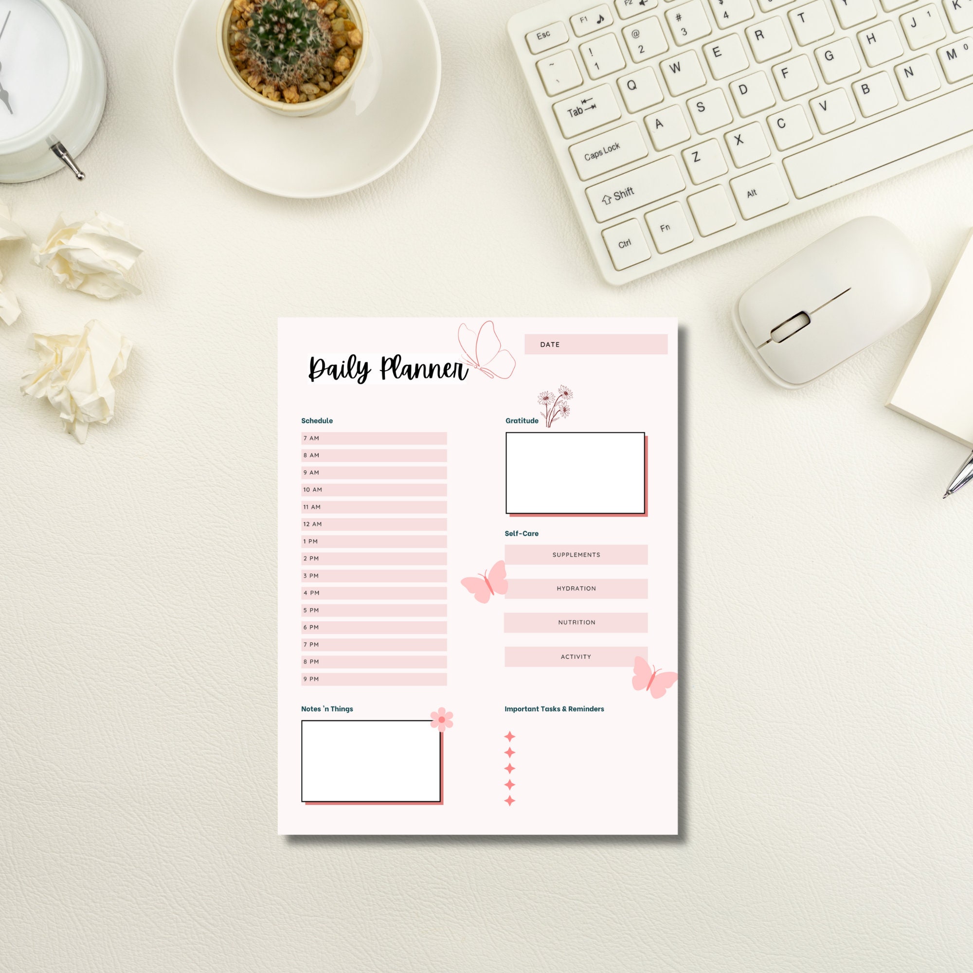 Pink Daily Schedule Planner: Printable PDF & PNG (digital Download) - Etsy