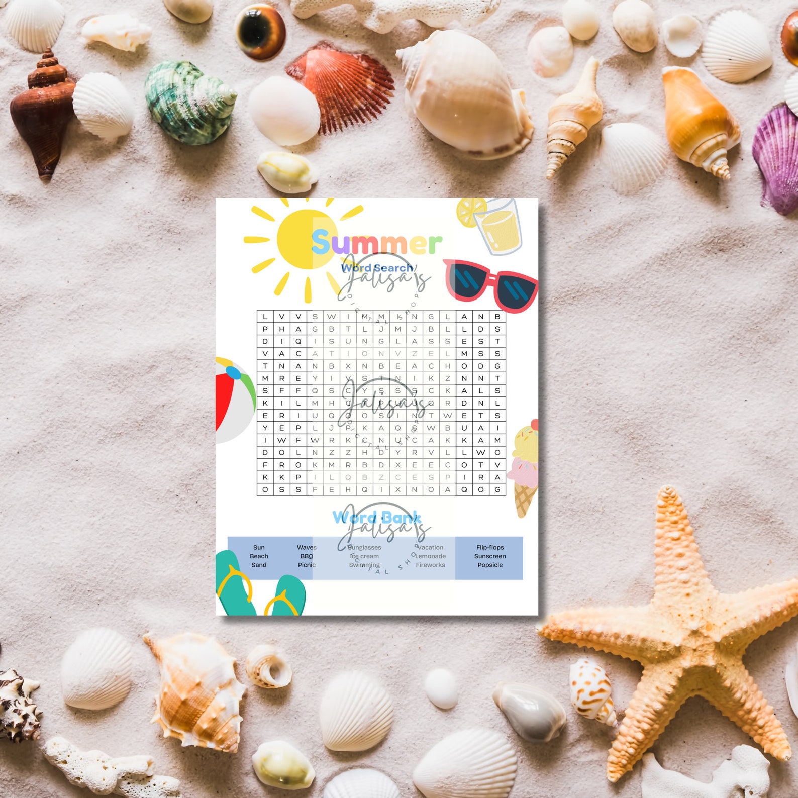 Summer Theme Word Search | Word Search for Kids | Kids Summer Activity ...