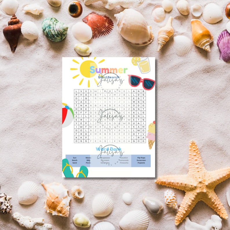 Summer Theme Word Search | Word Search for Kids | Kids Summer Activity ...