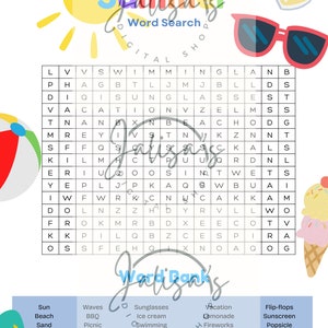 Summer Theme Word Search | Word Search for Kids | Kids Summer Activity ...