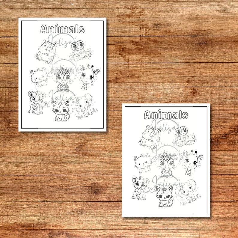 Cute Animals Digital Coloring Page | Coloring Page for Adults ...