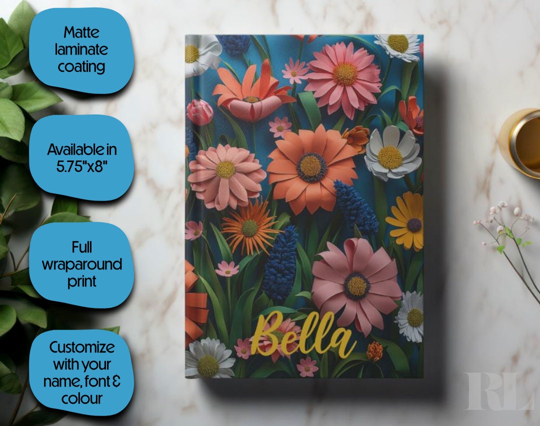Personalized Wildflower Journal: 3D Paper Look Design, Unique Gift for ...
