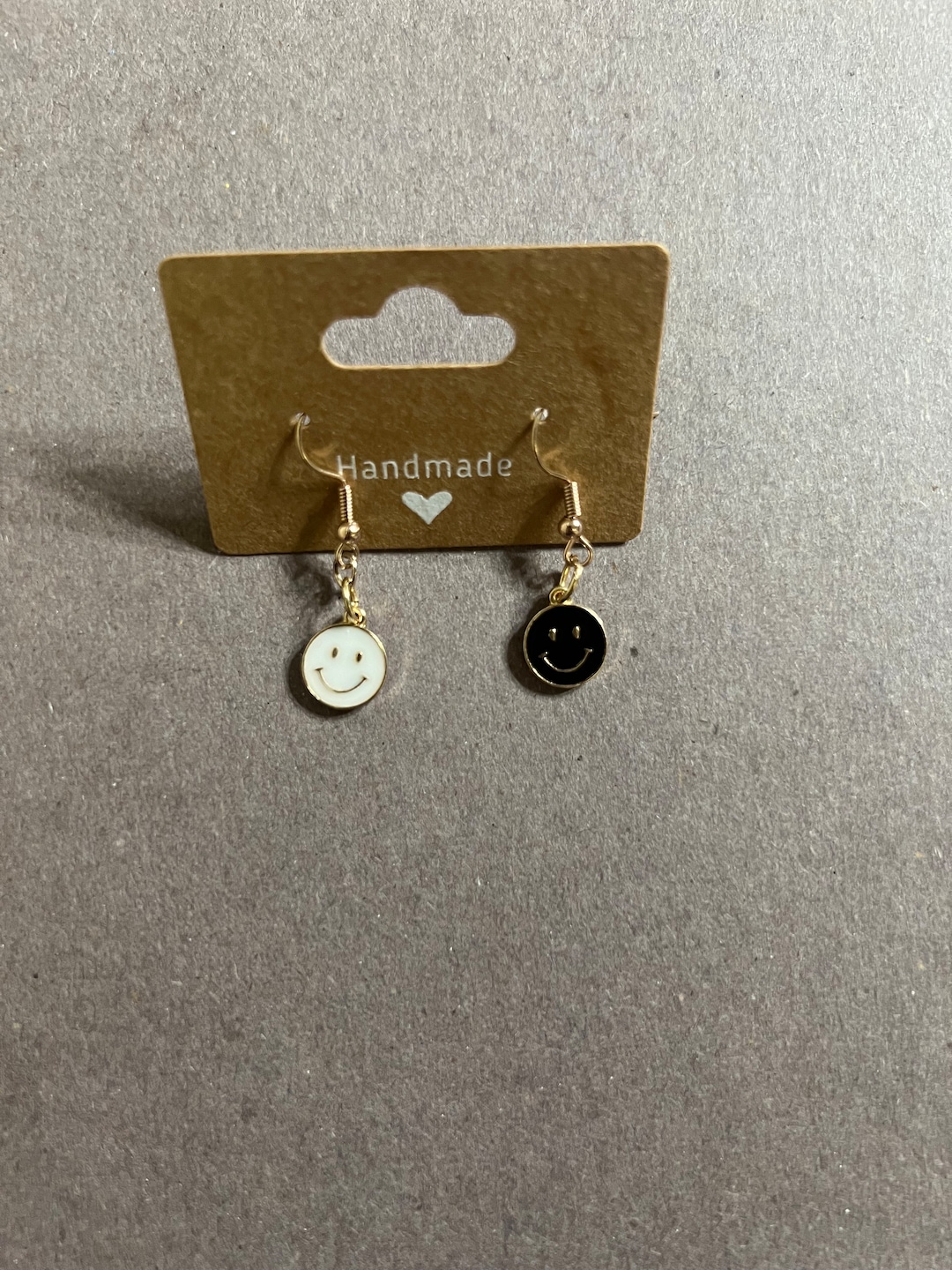 Black and White Smiley Face Dangling Earrings - Etsy