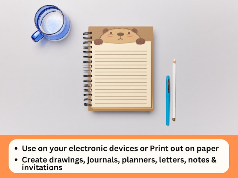 Cute Capybara Printable Stationary With Envelopes, Lined and Unlined ...