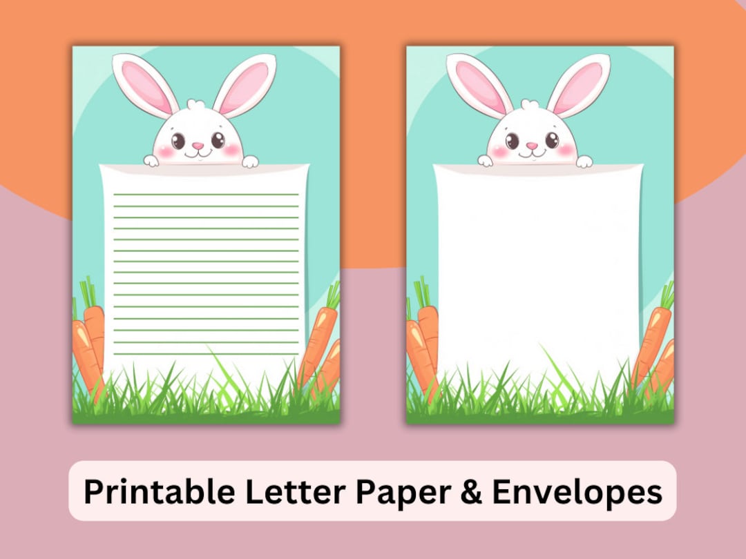 Cute Bunny Printable Stationary With Envelopes, Lined and Unlined ...