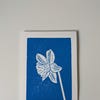 Linocut Print "sunflower Joy" - Blue Original Print Signed Floral ...