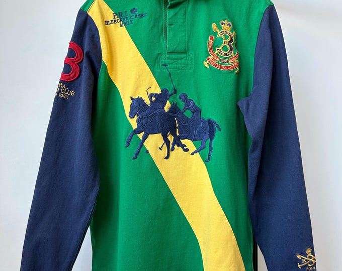 Vintage 90s Polo Ralph Lauren Big Pony Logo Rugby Long Sleeve Shirt Men’s Size M - Etsy