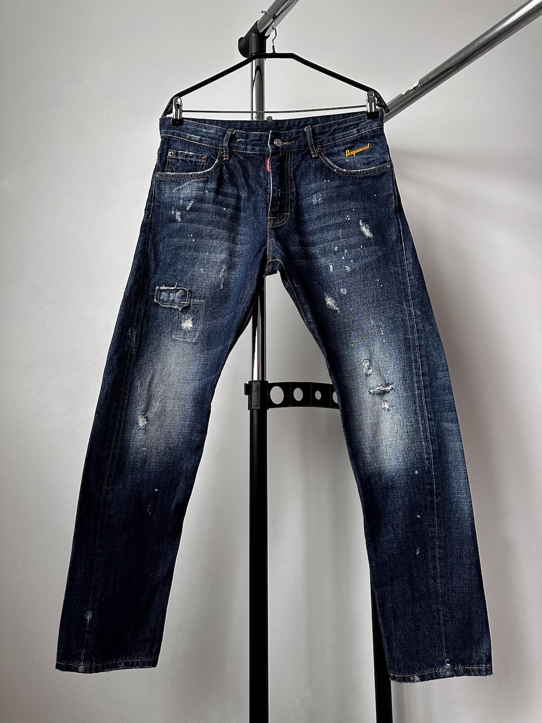 Vintage 00s Dsquared2 Distressed Paint Splatter Painted Washed Denim ...