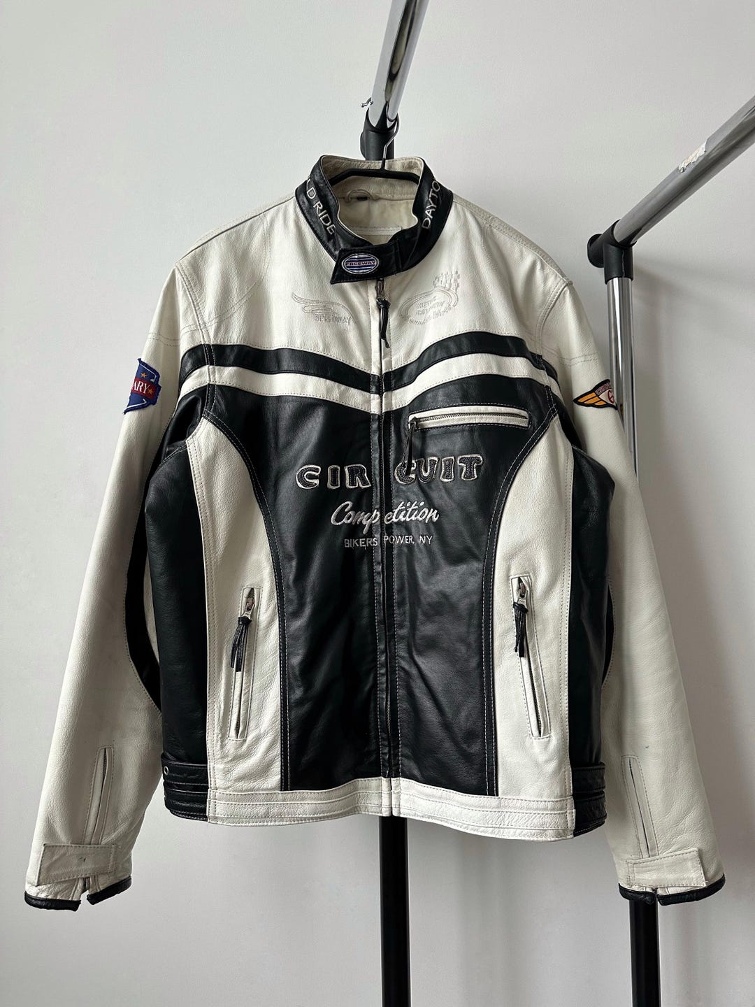 Vintage Y2K Daytona Grand-prix Motorcycle Racing Track Biker White ...