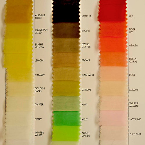 Satin Chiffon Fabric Color Chart.. 60 Wide.. Light - Etsy