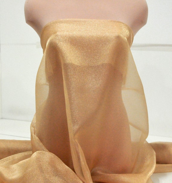 Sparkle Organza fabric Dark Gold 45 wide sheer | Etsy
