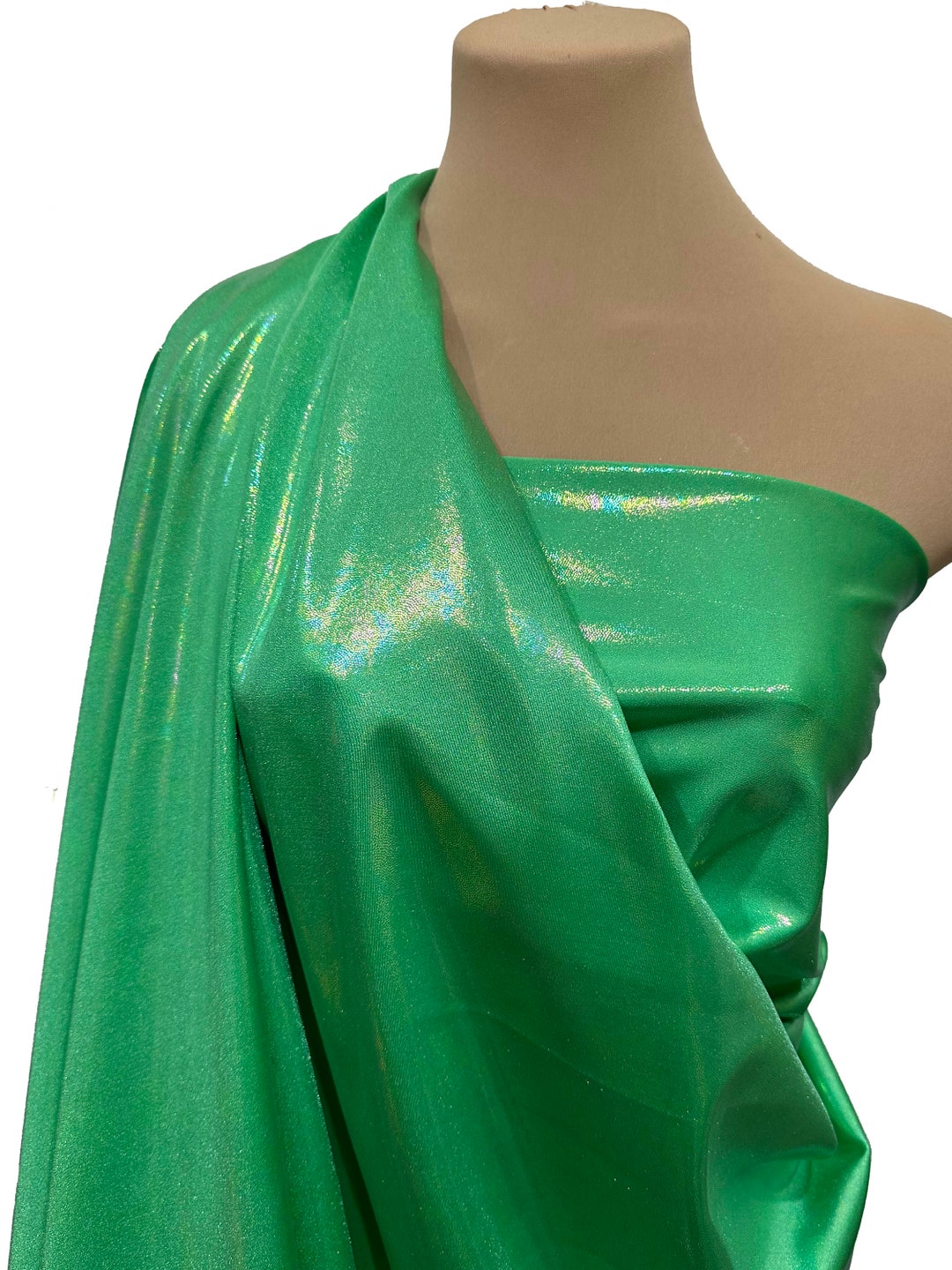 Mystique Prismatic Green/rainbow 1 Yard .. 54 Inches Wide, 4 Ways ...