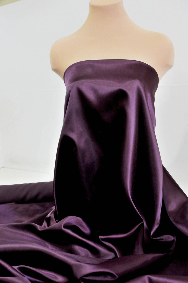 Satin Fabric 60 Plum 100% polyester ... bridal formal | Etsy