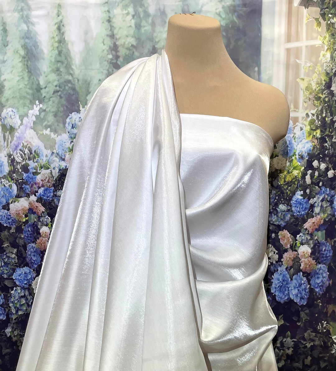 LIQUID Shimmer Satin Fabric White 1 YD Bridal, Drapery. Formal, Costume ...