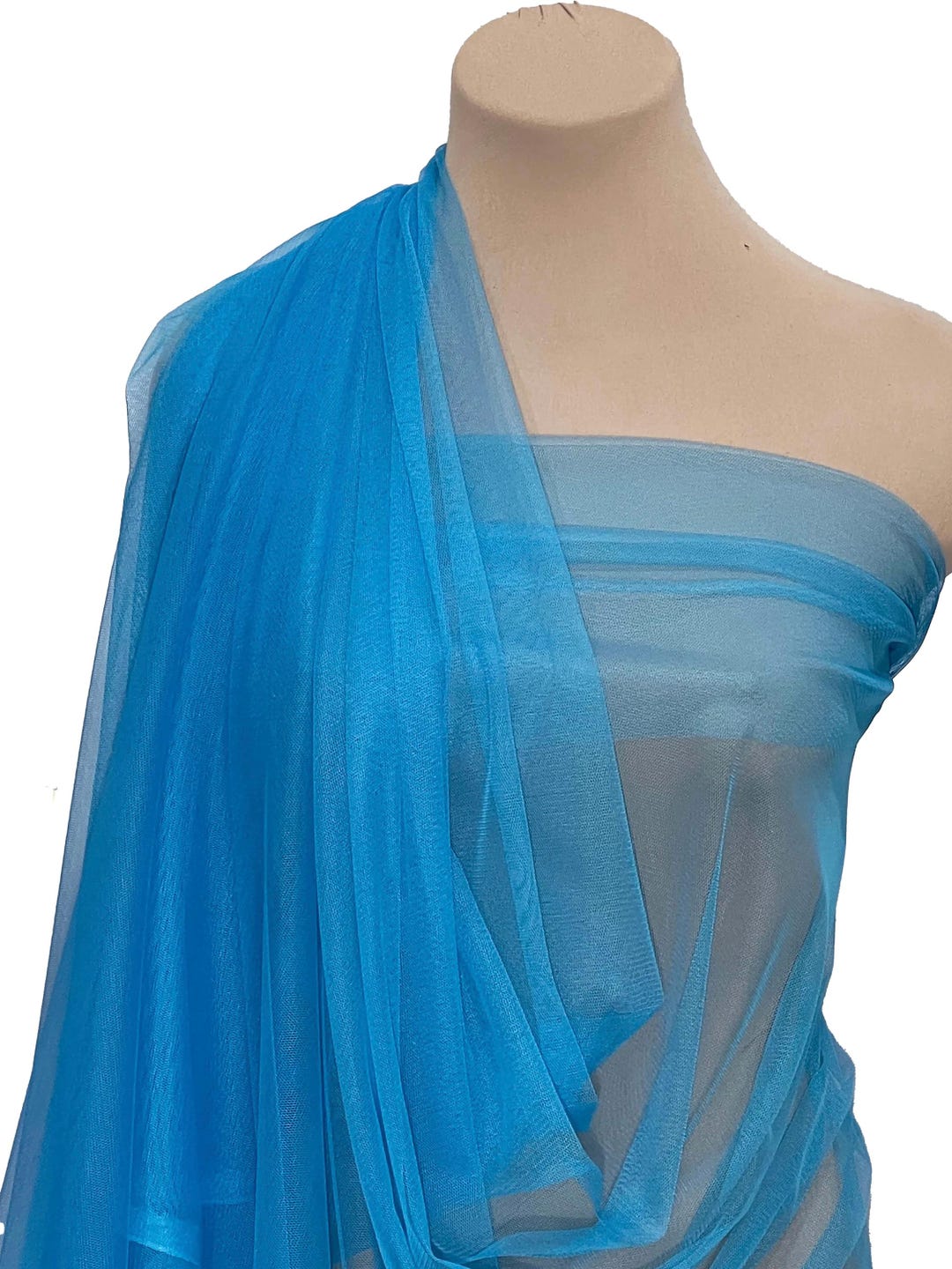 Poly Mesh TURQUOISE 10 Yards Sheer Soft Hand, Stretches, BTY Clothing ...