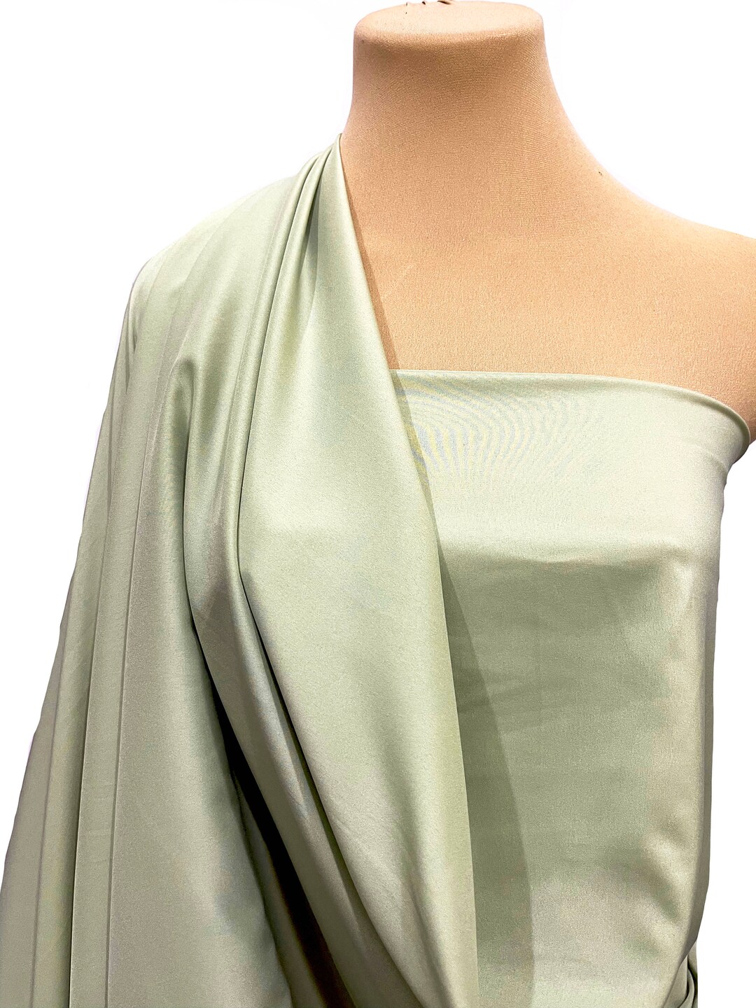 Stretch Polyester Lining Fabric Sage Green .. 45" ... Used for Lining ...
