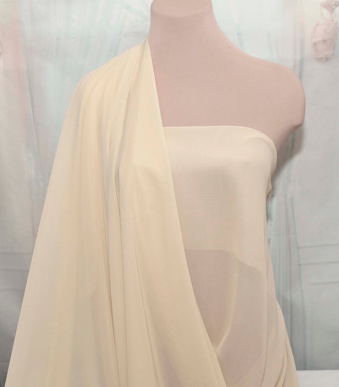 Hi-multi Chiffon Fabric Beige 9940..60 Wide Sold by the Yard.. Formal ...