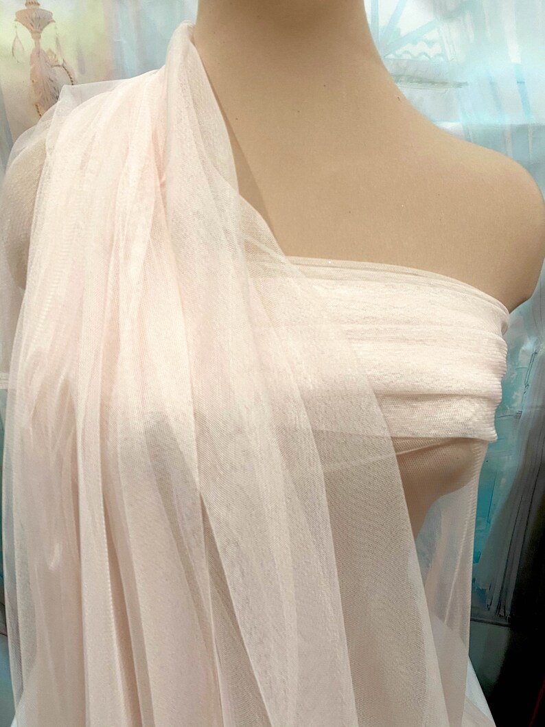 Poly Mesh Tulle Rose Powder/blush . Sheer, Soft Hand, Stretches, by the ...