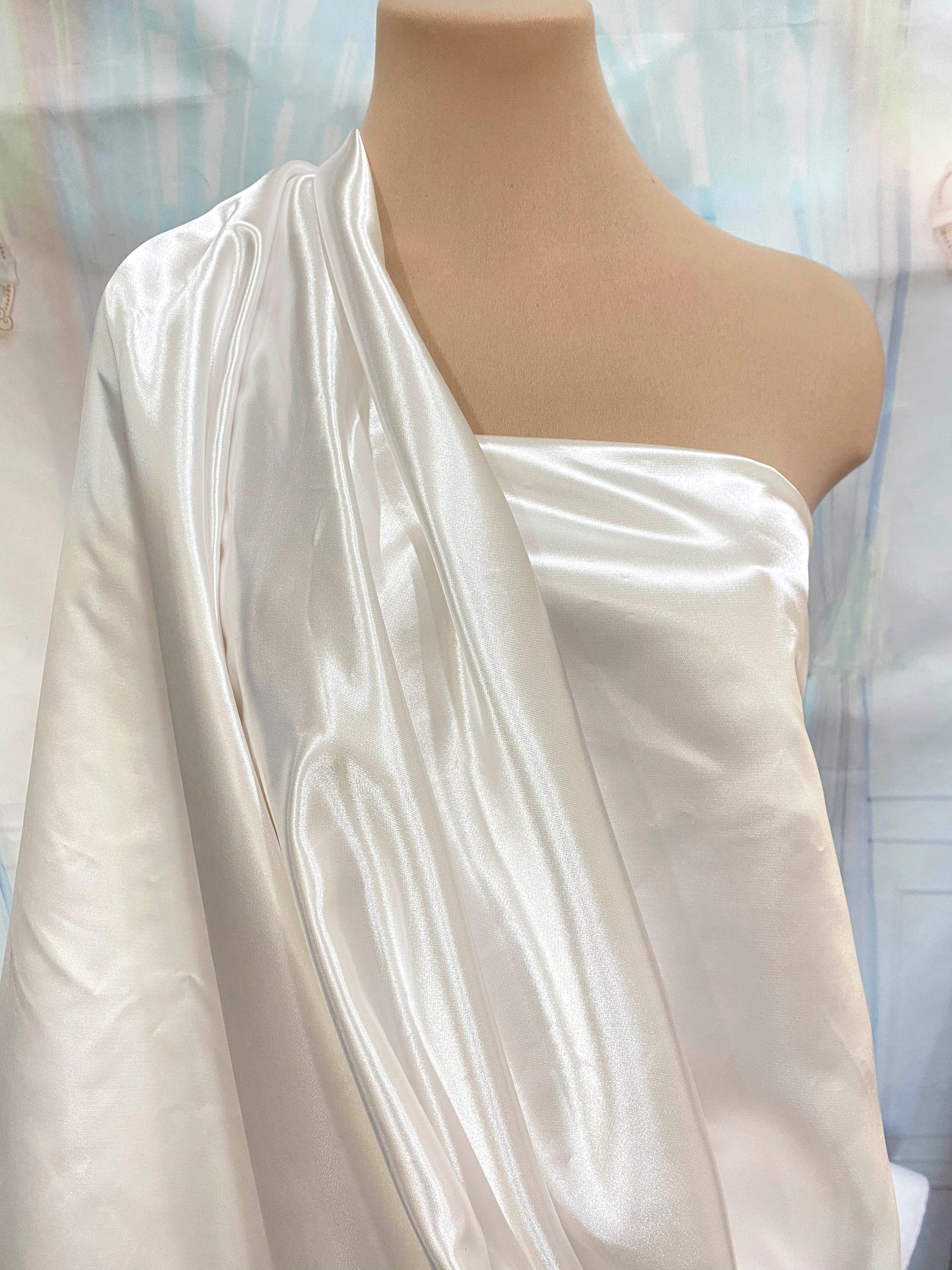 Shiny Satin Fabric 60 OFF WHITE .. 100% Polyester ... - Etsy