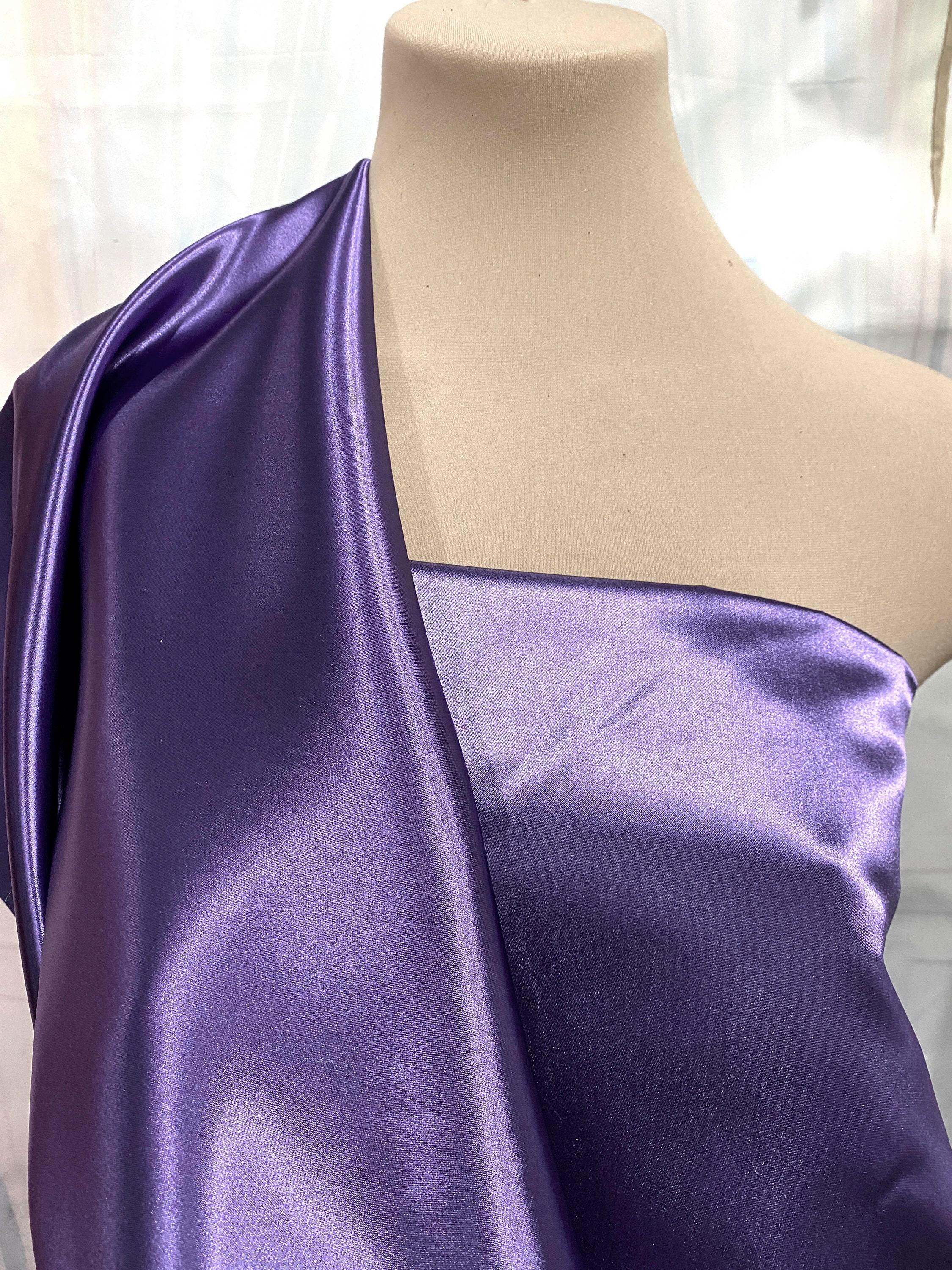 Bridal Satin Fabric. 1 Yard ...wood Violet 60" Wide .. Wedding Dress ...