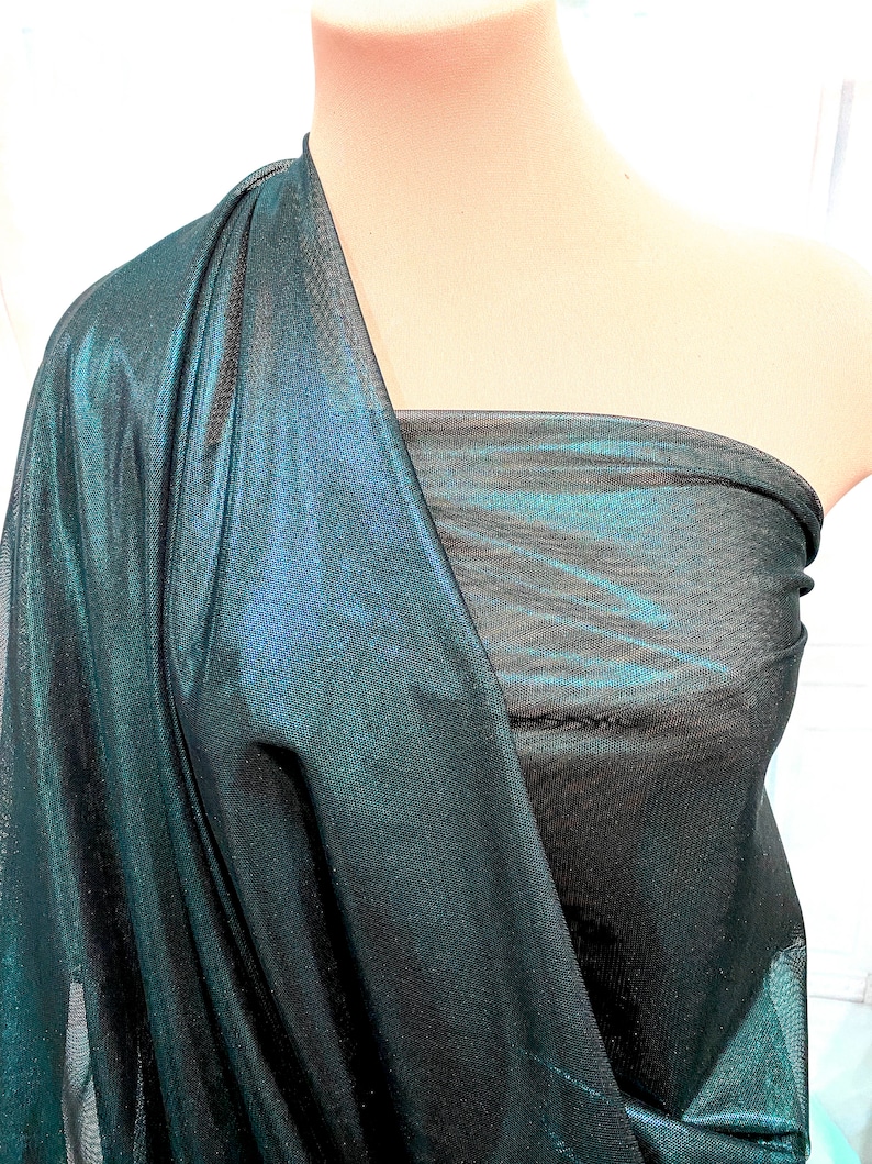 Foil Power mesh stretch fabric semi sheer 4 ways | Etsy