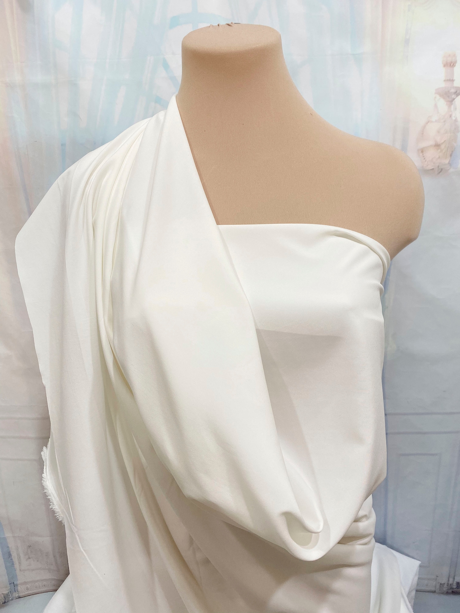 Stretch Polyester Lining Fabric LIGHT IVORY .. 60" ... Used for Lining ...