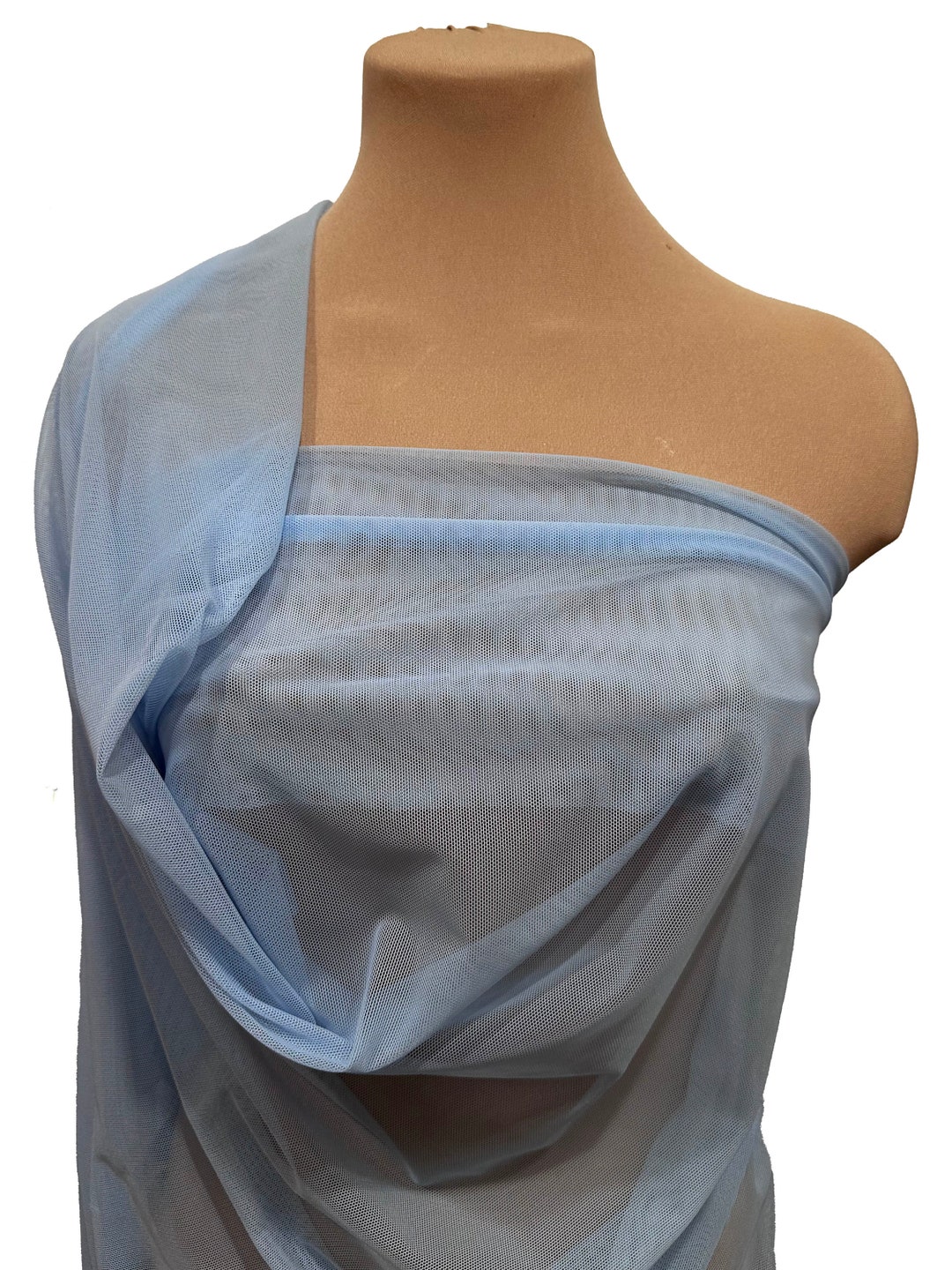 Power Mesh Stretch Fabric, Semi Sheer, 4 Ways Stretch..baby BLUE . 58 ...