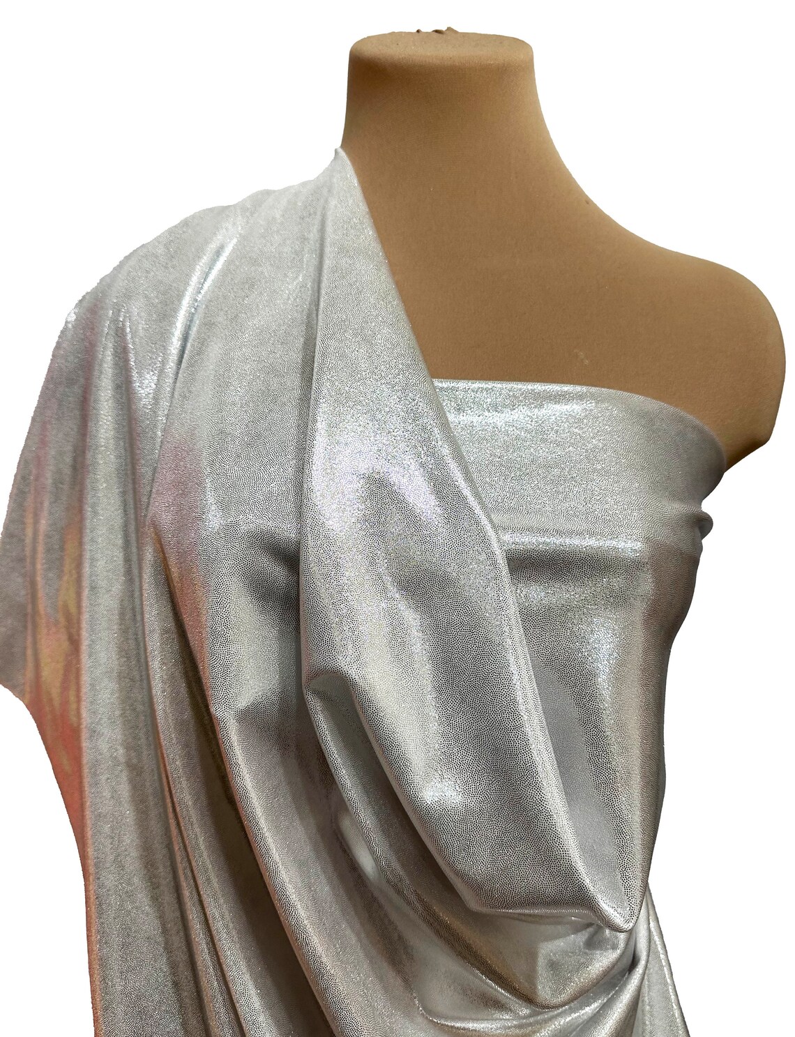 Mystique Spandex Fabric Sold by the Yard.. Silver/white 4 Ways Stretch ...