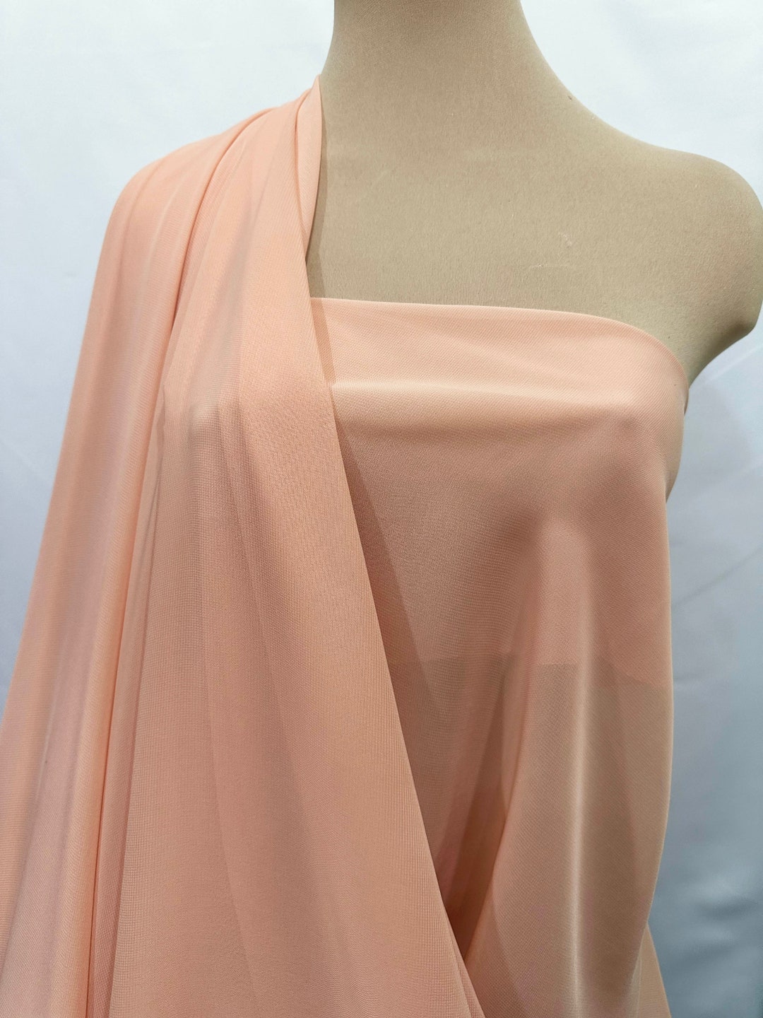 Crepe Georgette Chiffon Fabric PEACH 4122 Semi Sheer Sold by the Yard ...