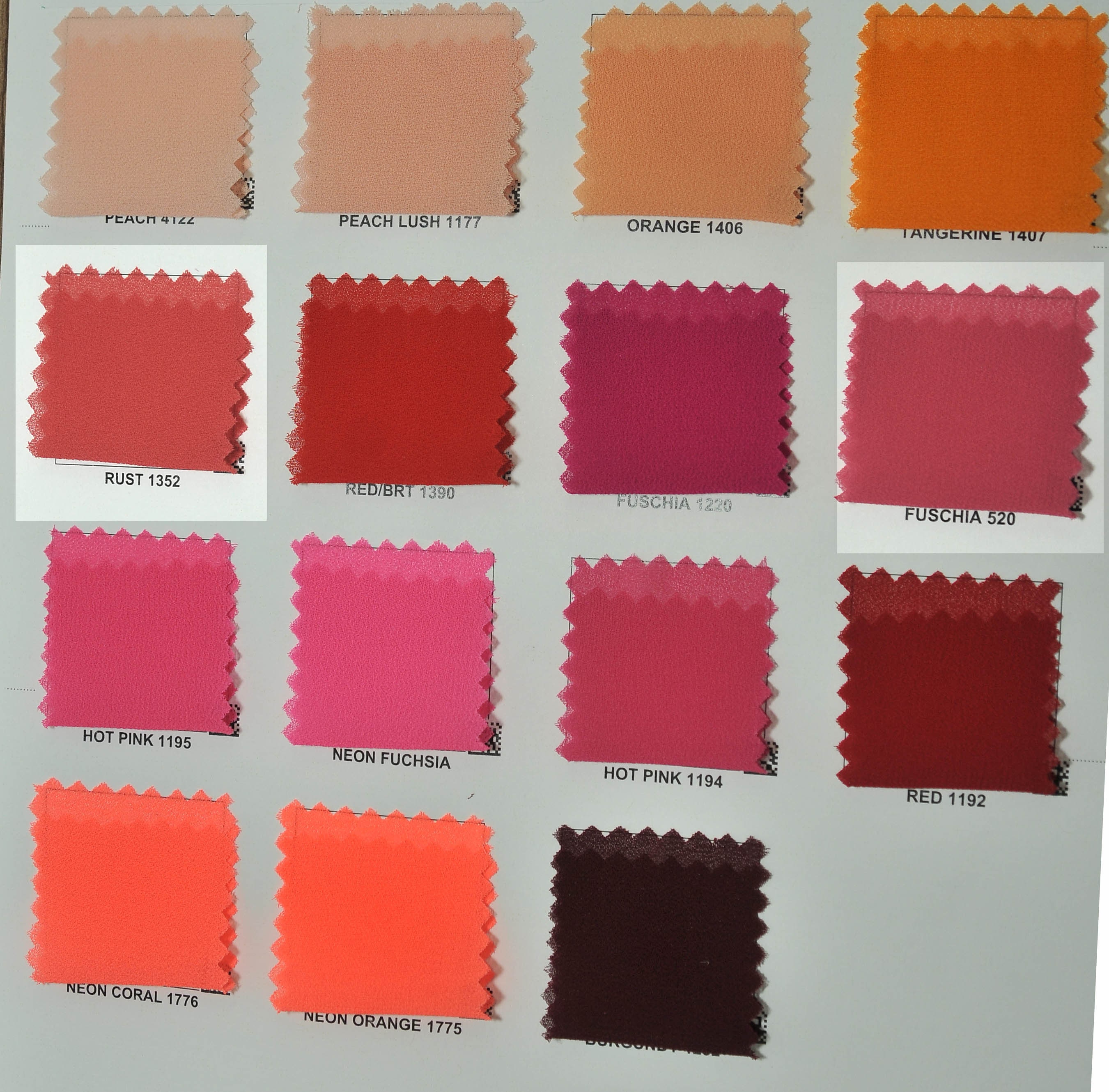 Georgette Crepe Chiffon Fabric Color Cards..choice of Color - Etsy