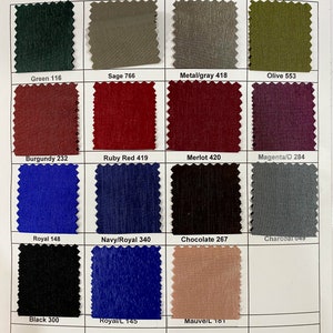 Color Card Stretch Taffeta .. 58" .. Choice of Any Color From Charts ...