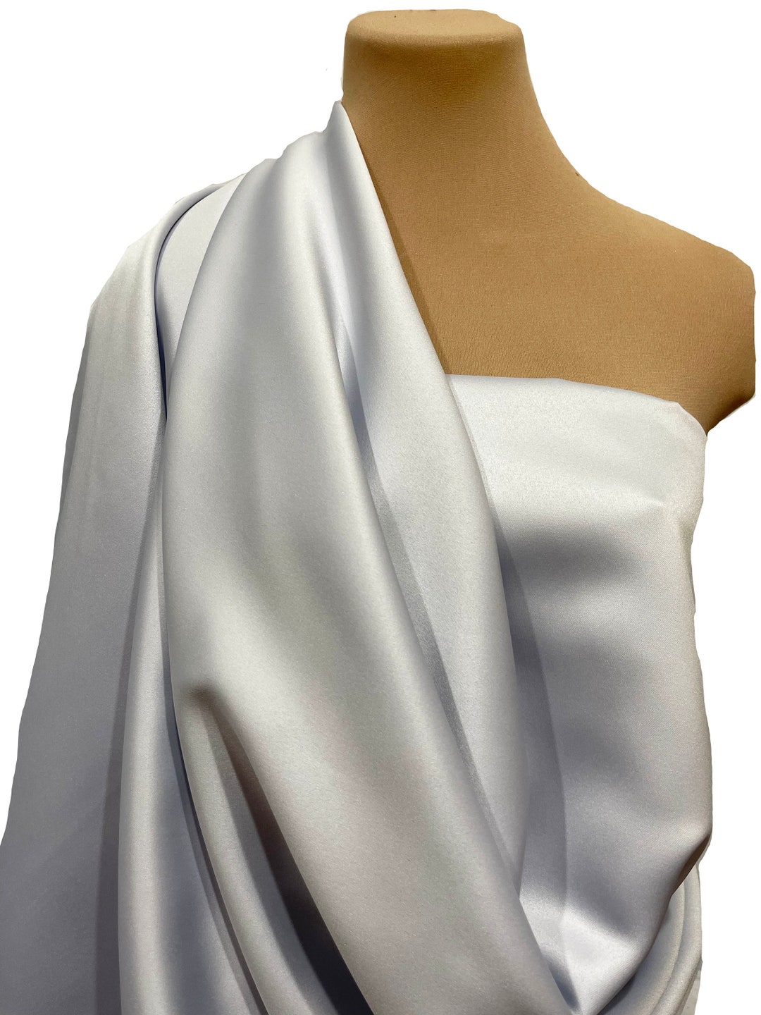 Heavy Matte Satin..silver/ ICE BLUE 60" Wide.. Poly... Bridal, Formal ...