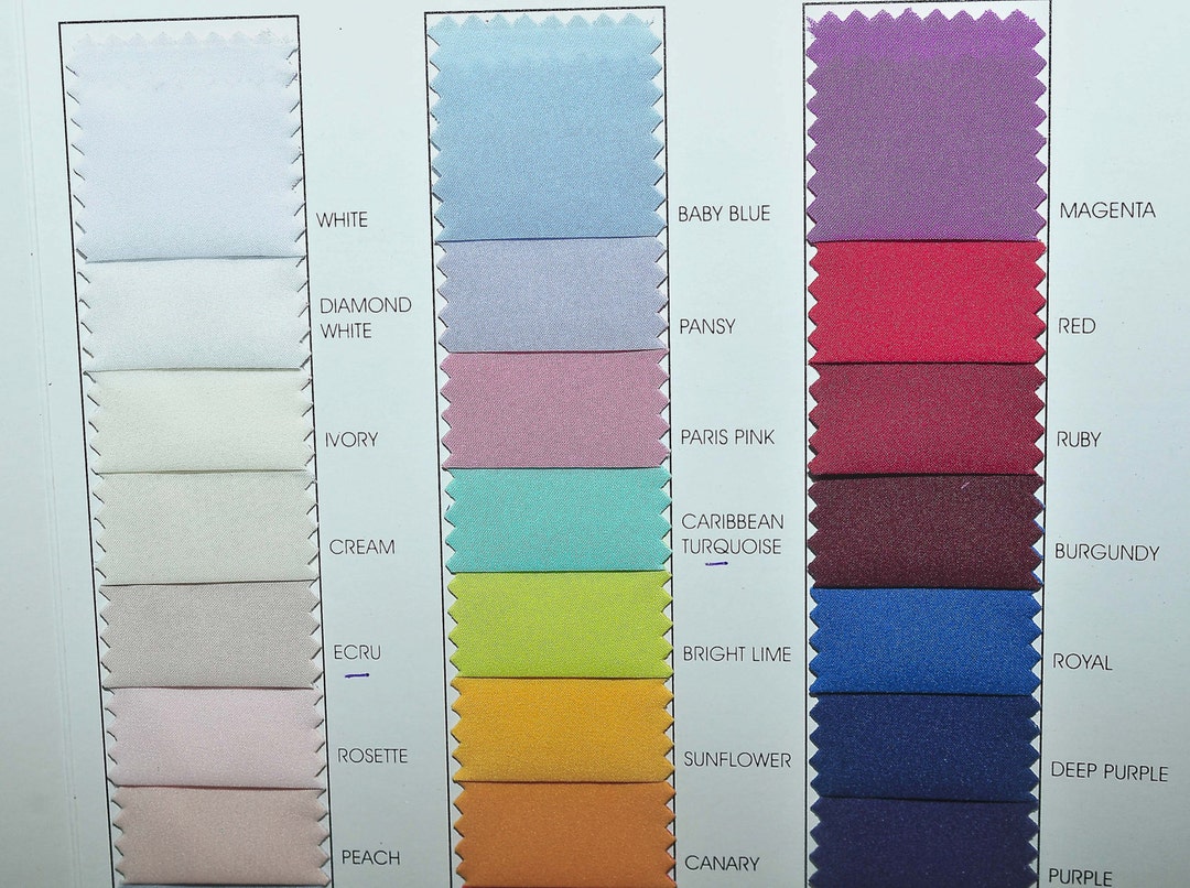 Mechanical Stretch Polyester Lining Fabric Color Chart .. 45" ... Used ...