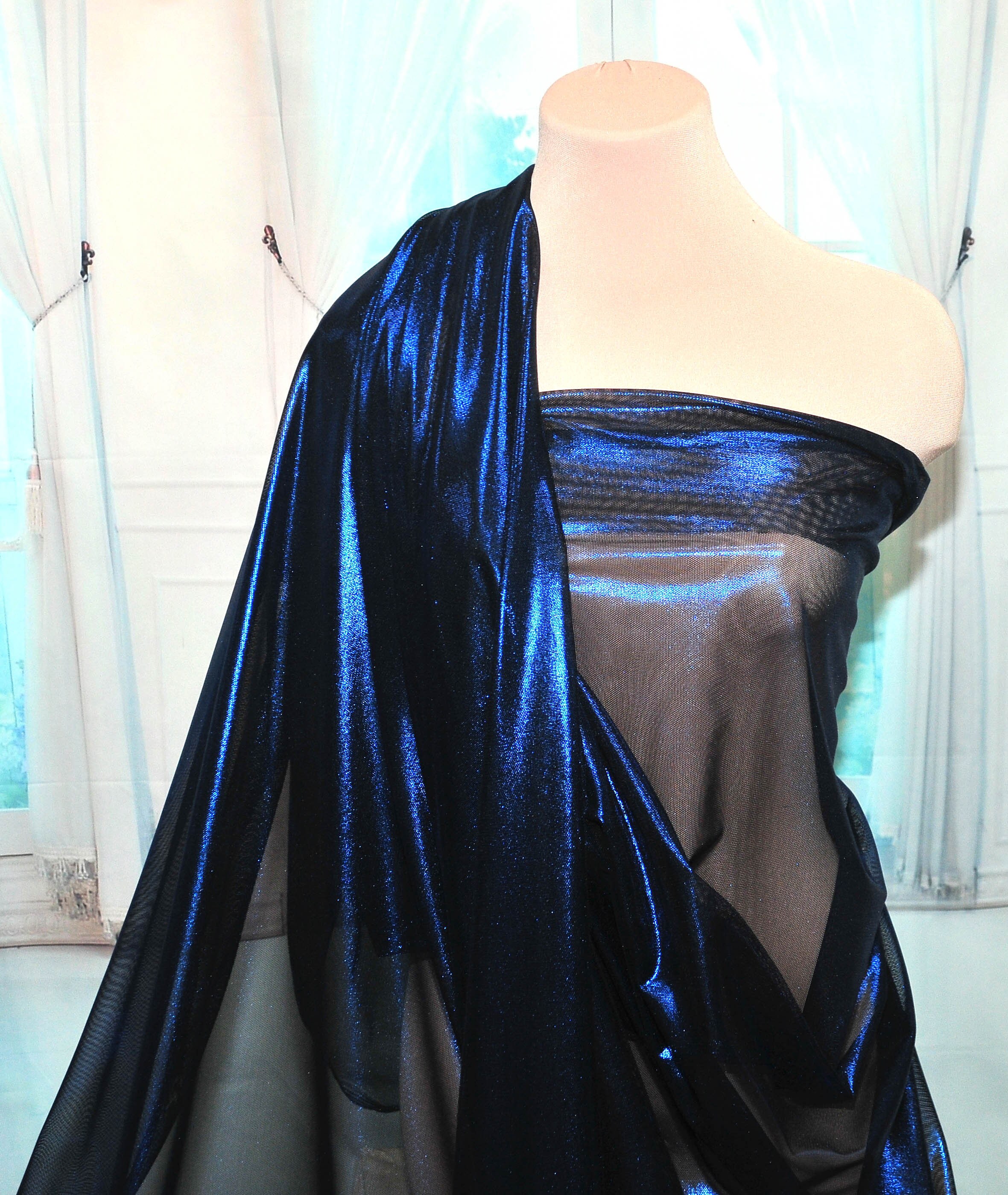 Foil Power mesh stretch fabric semi sheer 4 ways | Etsy